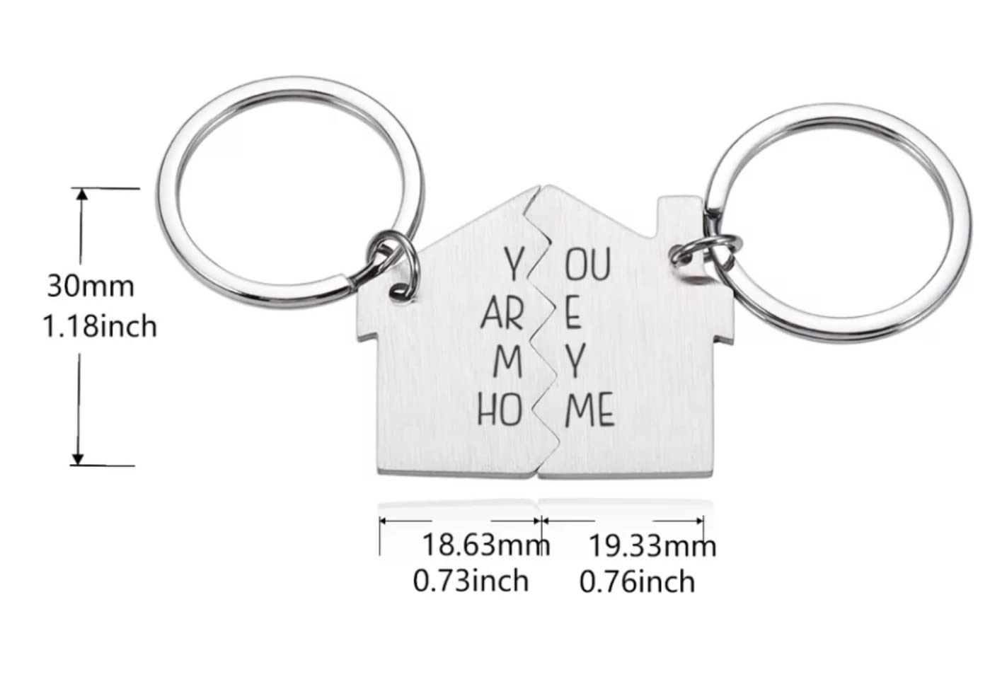 Couples Keychain 2 pcs You Are My Home Keyring for Couples Girlfriend Boyfriend Friend gift (Black(Home))