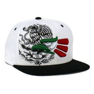 CHL Trading Mexican Hat Snapback Hecho En Mexico Eagle Aguila Flag Flat Bill Baseball Cap (White - Flag Eagle)