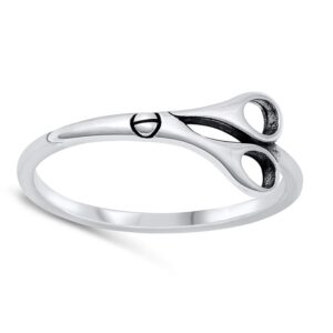 perfectjewelz scissors ring 925 sterling silver 8mm casual band size 4