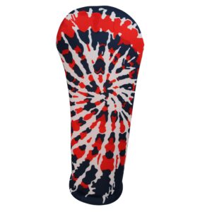 tie dye collection golf club headcovers 3 separate sizes driver fairway hybrid all sold separately handmade in usa by beejos (blue/red, fairway)