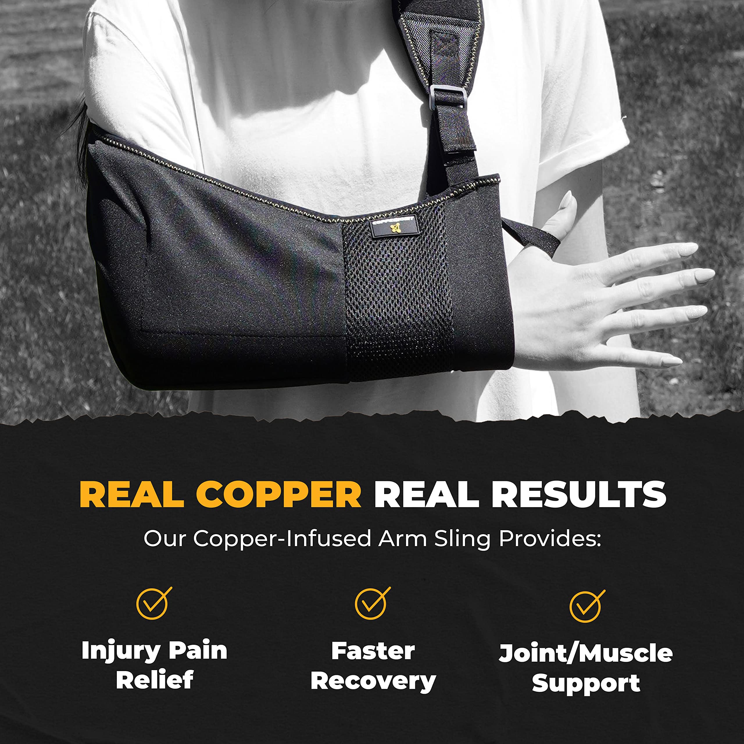 Shoulder and Arm Sling for Men & Women - Arm Sling for Shoulder Injury Recovery - Comfortable Arm Sling for Wrist Injury - Copper-Infused Arm Sling Shoulder Immobilizer - Elbow Sling by CopperJoint