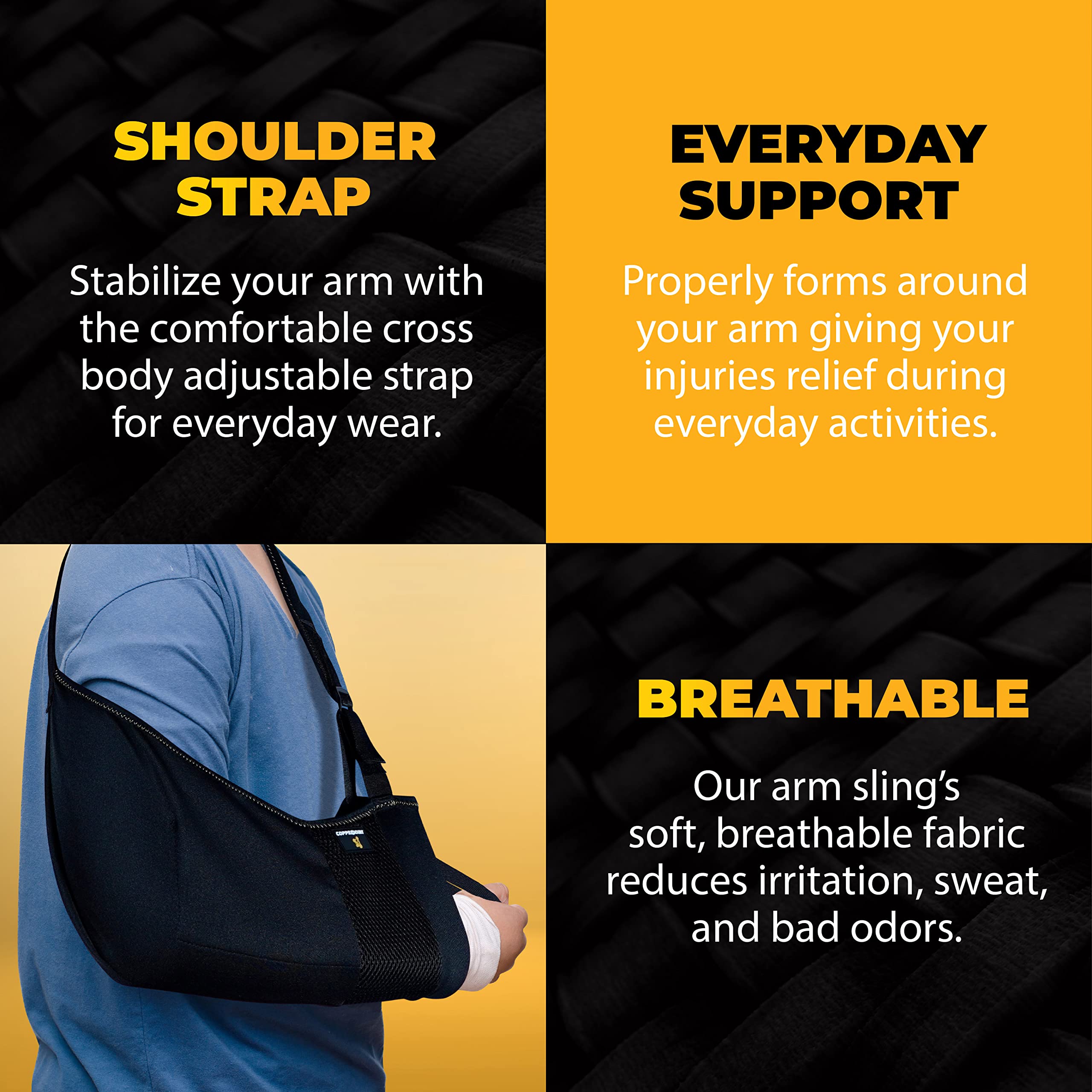 Shoulder and Arm Sling for Men & Women - Arm Sling for Shoulder Injury Recovery - Comfortable Arm Sling for Wrist Injury - Copper-Infused Arm Sling Shoulder Immobilizer - Elbow Sling by CopperJoint