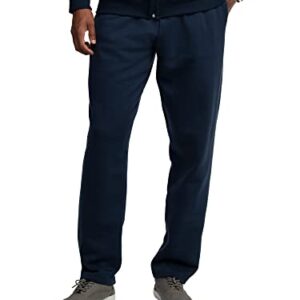 Fruit of the Loom Men's Eversoft Fleece Open Bottom Sweatpants with Pockets, Relaxed Fit, Moisture Wicking, Breathable, Navy, Medium