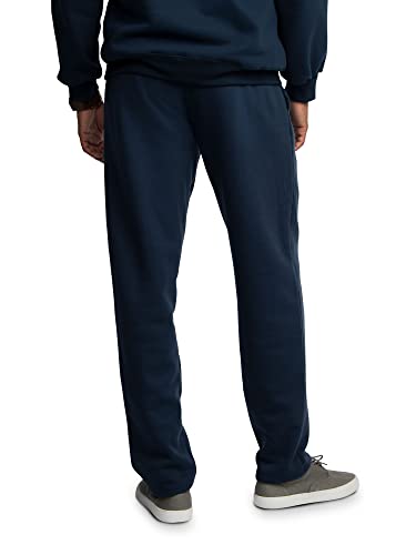 Fruit of the Loom Men's Eversoft Fleece Open Bottom Sweatpants with Pockets, Relaxed Fit, Moisture Wicking, Breathable, Navy, Medium