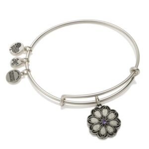 alex and ani path of symbols expandable bangle for women, healing love flower charm, rafaelian silver finish, 2 to 3.5 in