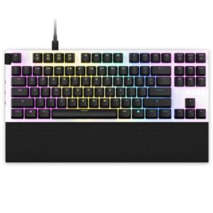 nzxt function tkl – tenkeyless usb gaming keyboard – gateron red mechanical switches: linear, fast, and quiet – hot-swappable – rgb backlit – aluminum top plate – wrist rest – white