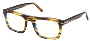 tom ford ft 5757-b blue block striped havana/blue filter 52/22/145 unisex eyewear frame