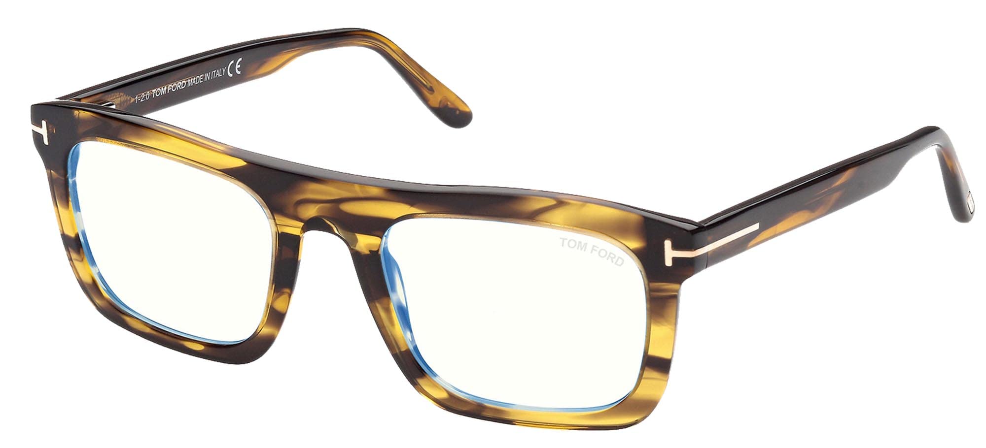 Tom Ford FT 5757-B BLUE BLOCK Striped Havana/Blue Filter 52/22/145 unisex Eyewear Frame