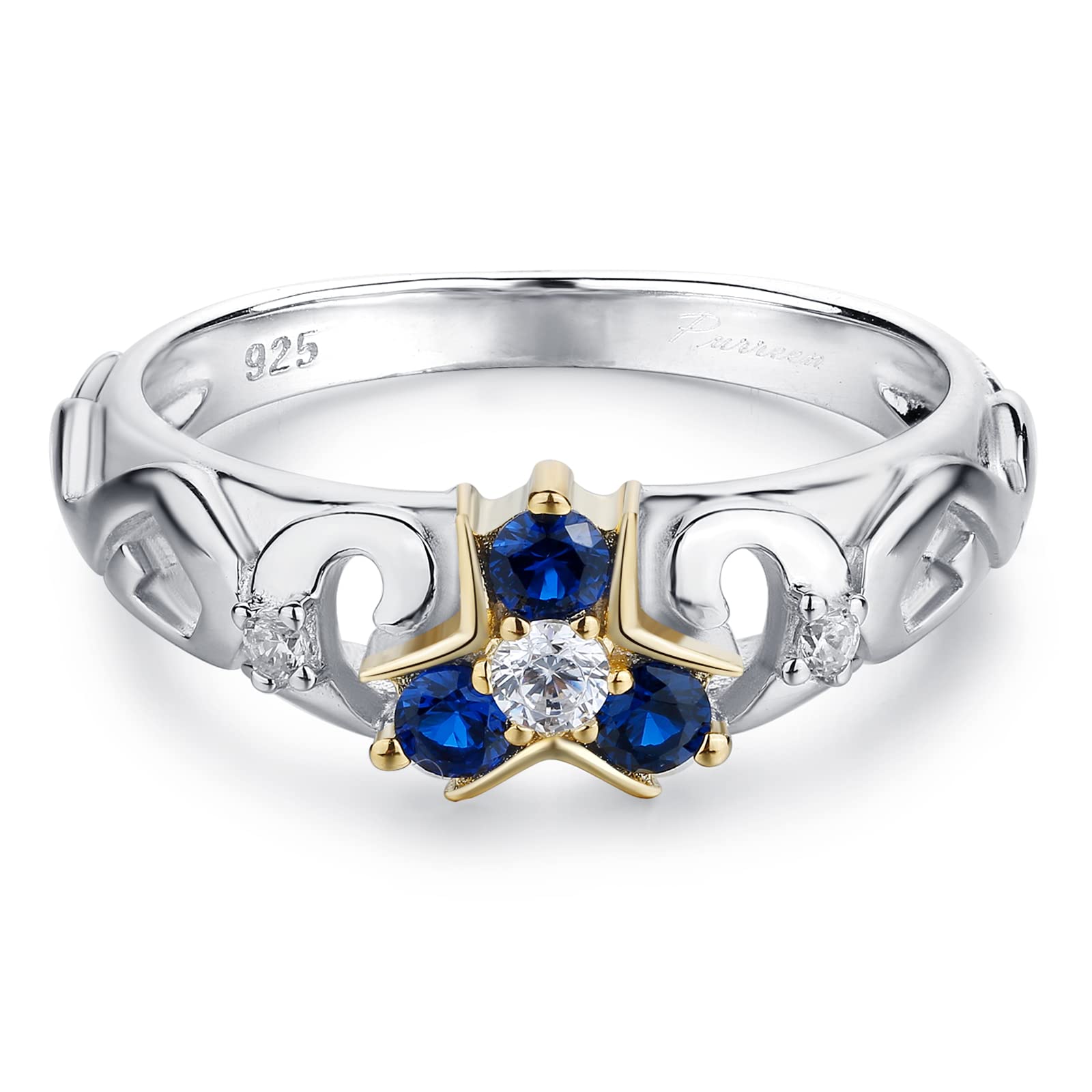 Purreen Zelda Zora's Sapphire Ring 18K Gold & Rhodium Plated Sterling 925 Silver – 5