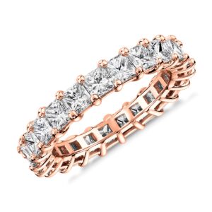 pavoi 14k gold plated rings cubic zirconia love ring | 3mm princess cut stackable rings for women | gold rings for women (rose gold plated, 10)