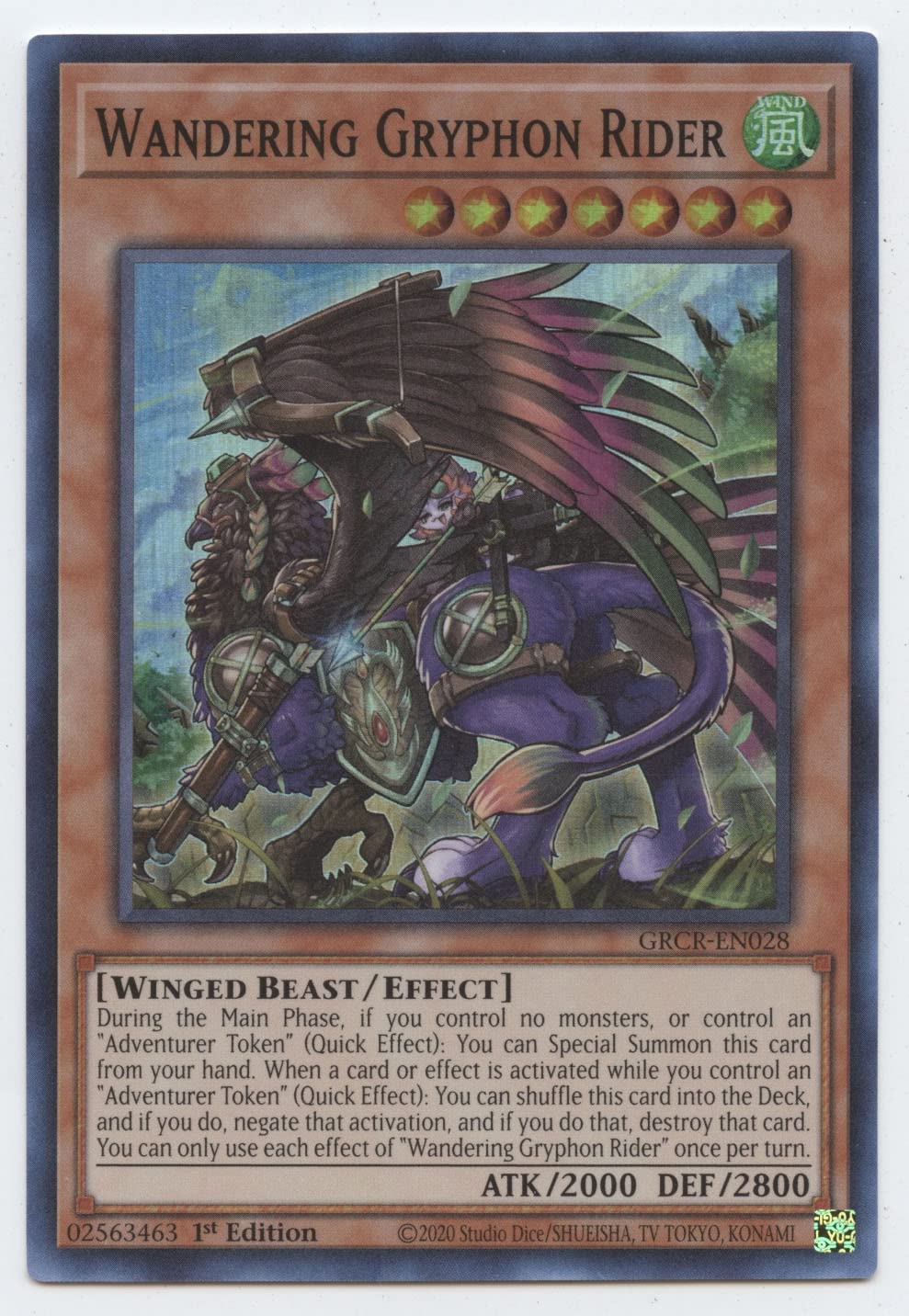 Wandering Gryphon Rider - GRCR-EN028 - Super Rare - 1st Edition