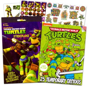 nick shop teenage mutant ninja turtles stickers and tattoos super set ~ bundle with 300 tmnt stickers and 25 tmnt temporary tattoos for boys girls kids (ninja turtles party supplies)