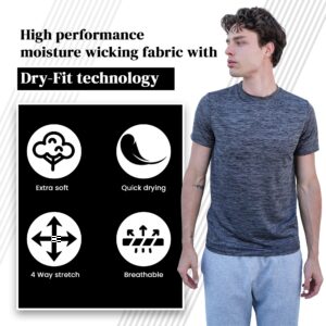 [5 Pack] Men’s Dry-Fit Active Athletic Crew Neck T Shirts Running Workout Gym Tee Top