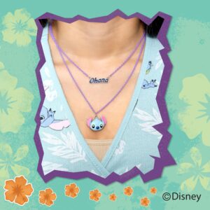 Disney Lilo & Stitch Layered Necklace 18" Official License - Stitch Necklace with Ohana and Stitch Pendant