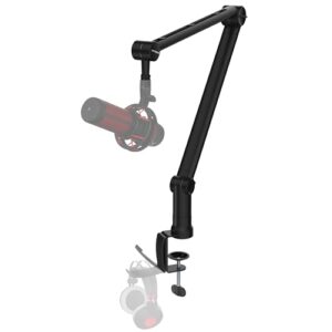 ixtech microphone boom arm with desk mount, 360° rotatable, adjustable and foldable scissor mounting for podcast, video gaming, radio and studio audio, sturdy and universal - elegance model