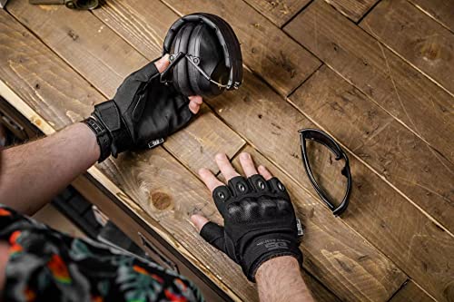 Glove Station The Combat - Fingerless Knuckle Tactical Gloves for Men - Motorcycle Gloves for Tactical Shooting, Airsoft, Hunting, Police Work and Hiking - Gray, Small