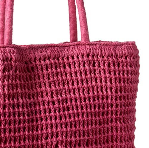 The Drop Women's Alora Crochet Small Tote, Hot Pink, One Size