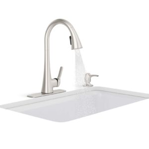 KOHLER R22867-SD-VS Maxton Pull-Down Kitchen Faucet with Soap Dispenser/Lotion Dispenser, Kitchen Sink Faucet with Pull Down Sprayer, Vibrant Stainless