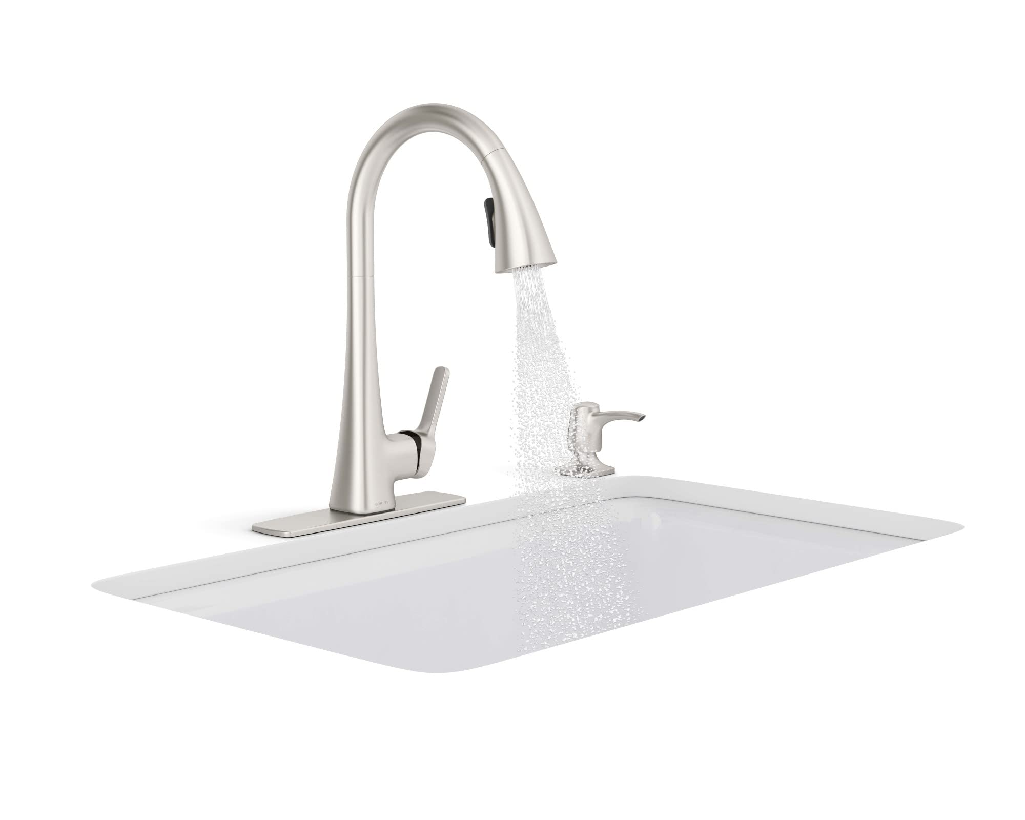 KOHLER R22867-SD-VS Maxton Pull-Down Kitchen Faucet with Soap Dispenser/Lotion Dispenser, Kitchen Sink Faucet with Pull Down Sprayer, Vibrant Stainless