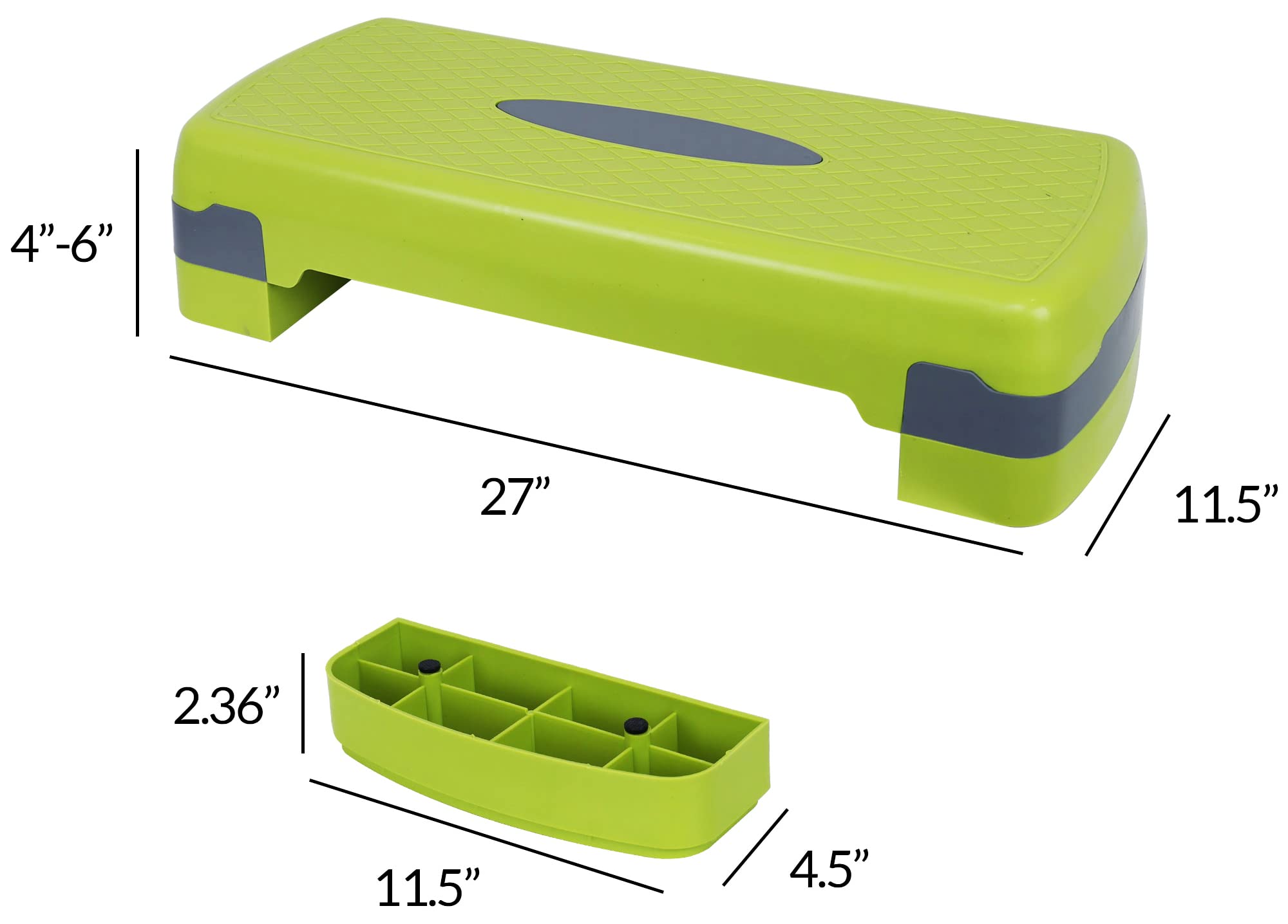 Signature Fitness Adjustable Workout Aerobic Stepper Step Platform Trainer, 27-Inch, Lemon/Gray