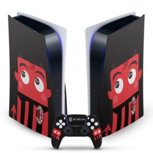 head case designs officially licensed ac milan mascotte art vinyl faceplate sticker gaming skin decal cover compatible with sony playstation 5 ps5 disc edition console & dualsense controller