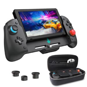 nexigo switch accessories holiday bundle, ergonomic controller (black) for nintendo switch with 6-axis gyro, dual motor vibration, game storage case with 10 game card holders