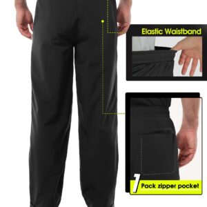 33,000ft Men's Rain Pants Waterproof Rain Over Pants Windproof Lightweight Outdoor Rain Pants for Work Golf Hiking Fishing Black