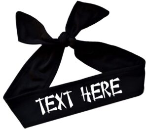 custom personalized tie headband in chinese takeaway font you pick headband and text color (black headband)