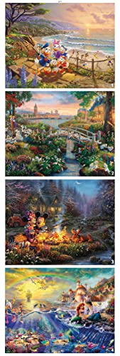 Ceaco - 4 in 1 Multipack - Thomas Kinkade - Disney Dreams Collection - Donald & Daisy Duck, 101 Dalmatians, Mickey, Minnie, & Pluto, & The Little Mermaid - (4) 500 Piece Jigsaw Puzzles