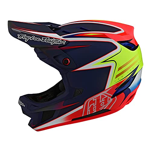 Troy Lee Designs D4 Carbon Full Face Bicycle Helmet for Max Ventilation Lightweight MIPS EPP EPS Racing Downhill DH BMX MTB - Adult Men Women - Lines Black / Red, Large