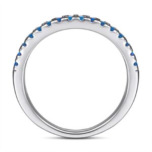 Mesnt 925 Sterling Silver Rings Engagement Ring Wedding Band Rings for Women Stackable Channel Set Cubic Zirconia Women Ring Jewelry Silver-Blue Size 6