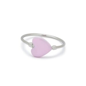 pura vida silver plated wire wrapped enamel heart ring - brass base, rhodium plating - size 8