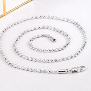 Meilanduo Solid 925 Sterling Silver 2.3mm Ball Bead Chain Necklace 18, 20, 22, 24, 26, 28 Inch for Women & Men (28")