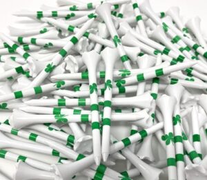 northpointe four leaf clover/shamrock 3 ¼” plastic golf tees – white with green - 100 tees in bulk