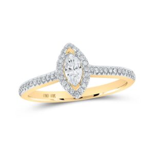 10kt yellow gold marquise diamond halo bridal wedding engagement ring 1/3 cttw