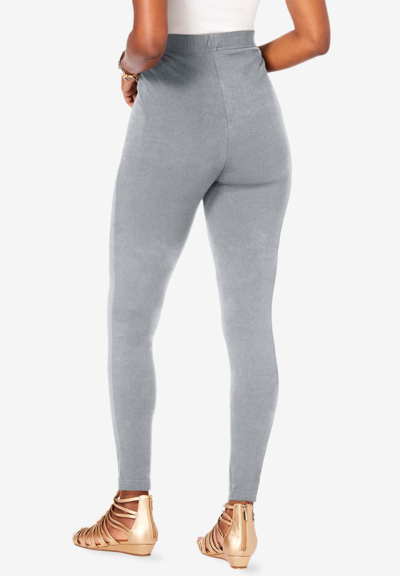 Roaman's Women's Plus Size Ankle-Length Essential Stretch Legging - 6X, Heather Grey