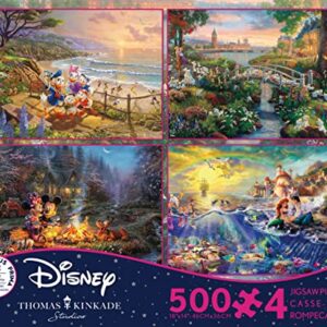 Ceaco - 4 in 1 Multipack - Thomas Kinkade - Disney Dreams Collection - Donald & Daisy Duck, 101 Dalmatians, Mickey, Minnie, & Pluto, & The Little Mermaid - (4) 500 Piece Jigsaw Puzzles