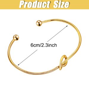 12 Pieces Love Knot Bangle Bracelets Knot Cuff Bangle Bracelets Bridesmaid Bracelets for Women (Gold)