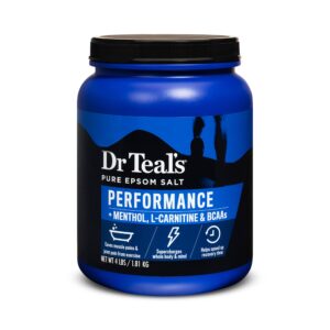 dr teal's pure epsom salt, performance soak with menthol, l-carnitine, & bcaas, 4 lbs (packaging may vary)