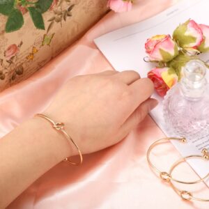 12 Pieces Love Knot Bangle Bracelets Knot Cuff Bangle Bracelets Bridesmaid Bracelets for Women (Gold)