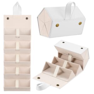 moko sunglasses organizer with 5 slots, foldable travel glasses storage case holder eyewear display box, white