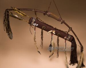 mission del rey decorative native american antler bow & deer skin quiver wall hanging -navajo