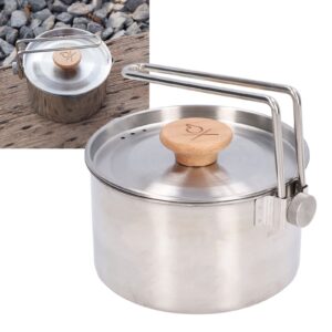 CHICIRIS 1000ml Camping Pot Stainless Steel Portable Outdoor Tea Coffee Pot with Detachable Handle for Picnic Hiking with Vent