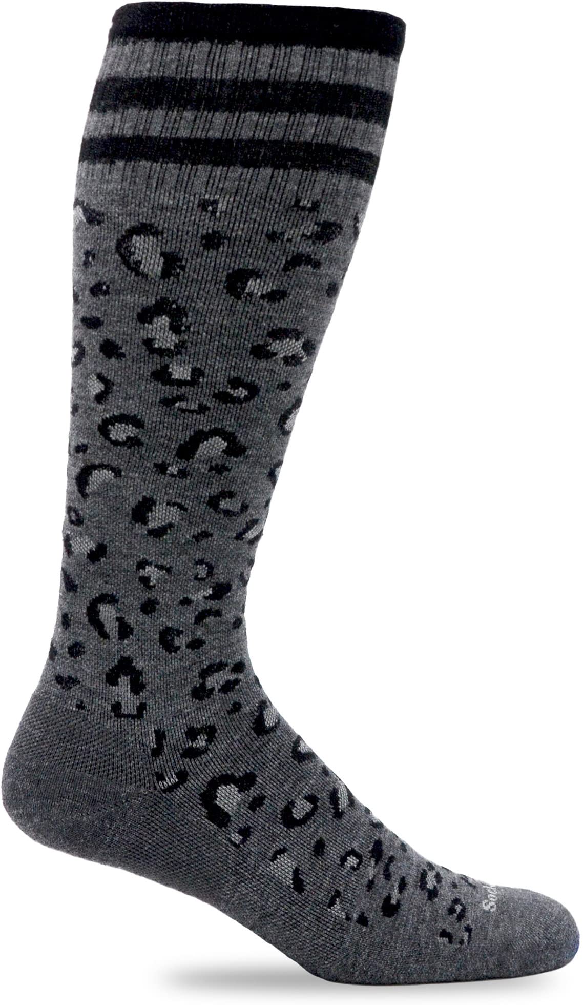 Sockwell Women's Leopard Moderate Graduated Compression Sock, Charcoal - S/M