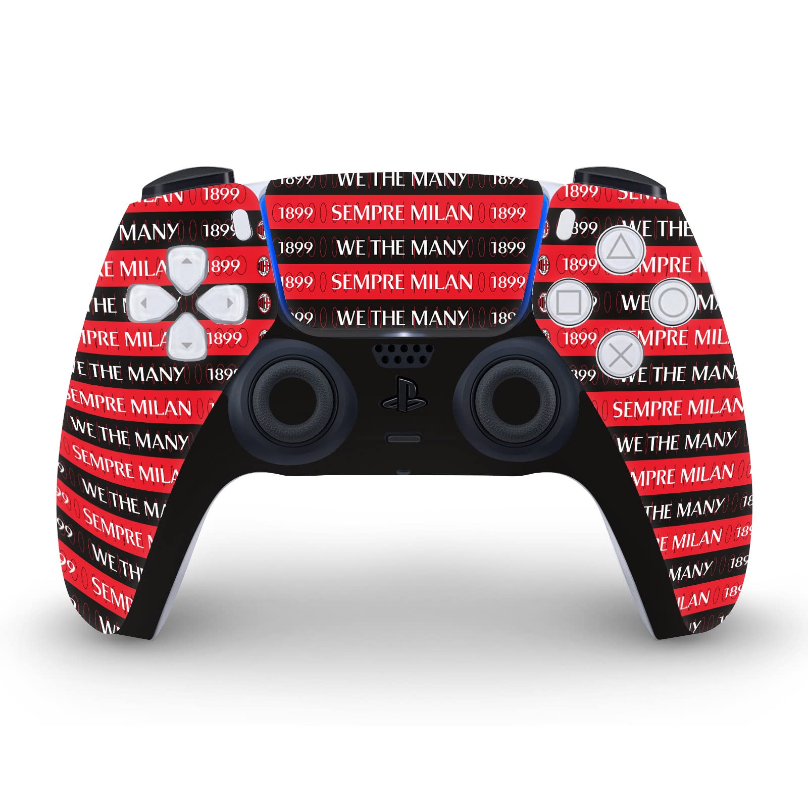 Head Case Designs Officially Licensed AC Milan Sempre Milan 1899 Art Matte Vinyl Faceplate Sticker Gaming Skin Decal Compatible with Sony Playstation 5 PS5 Disc Edition Console & DualSense Controller