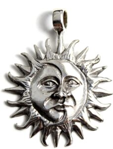 cosumosu 925 sterling silver mexican sun and moon face celestial lunar solar pendant (sun & moon)