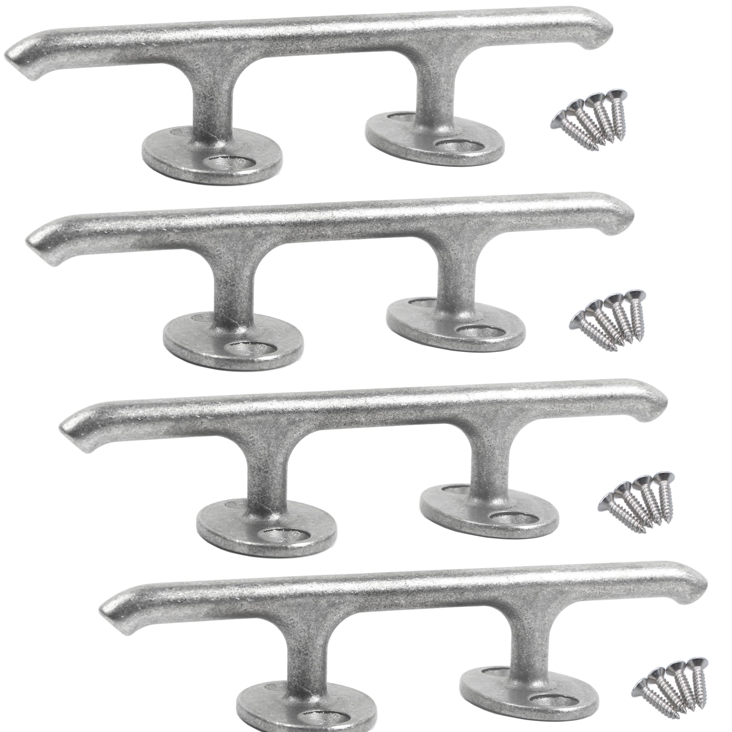 Thorn Boat Dock Cleat 4 Inch Open Base Stainless Steel Eagle Handle Cleats Pack of 4 (4 Inch, Washed Stainless Steel Color)