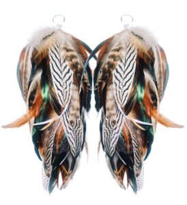 fashmorous long feather earrings for women boho natural brown long feather earrings for women dangle