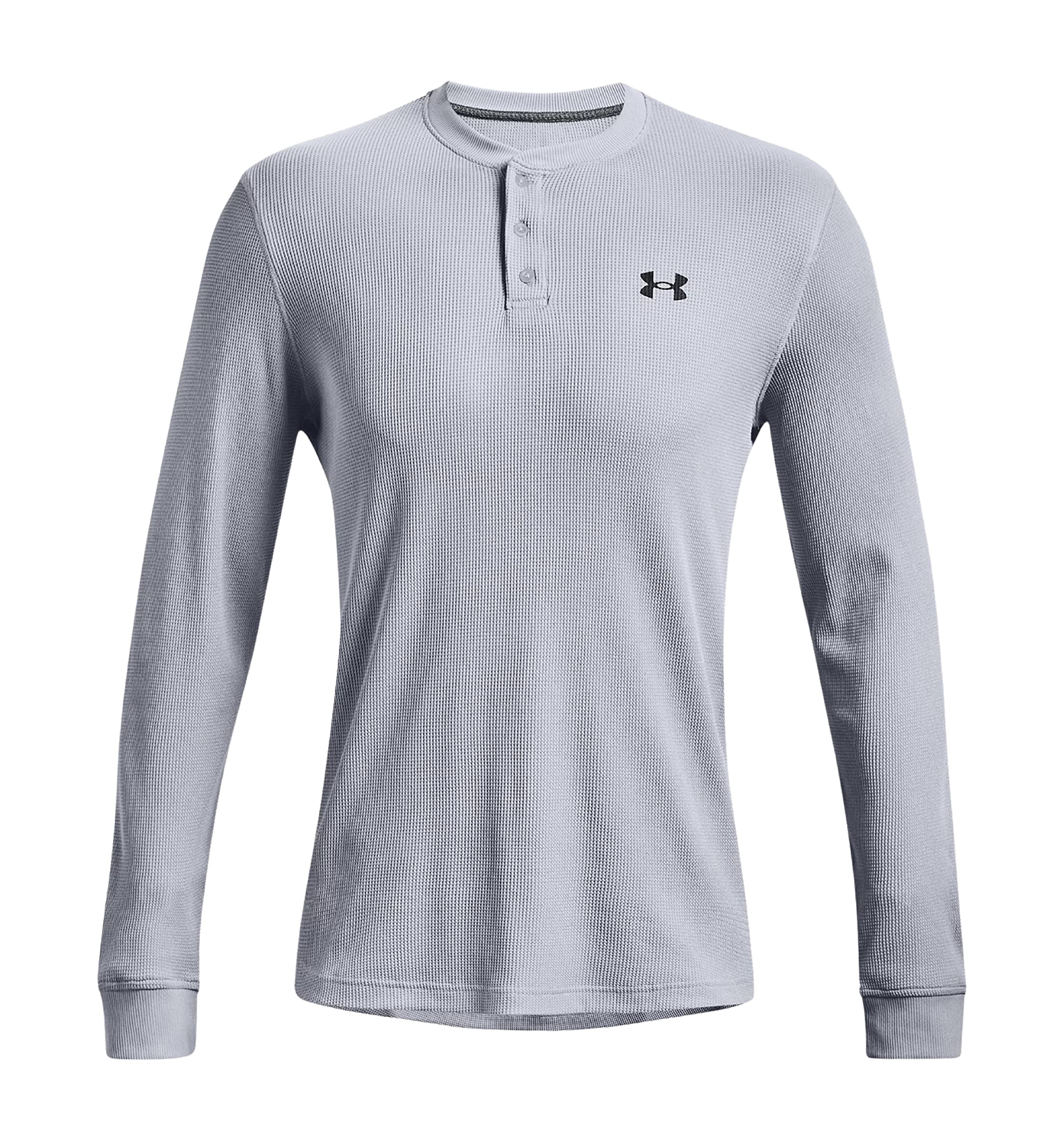 Under Armour Men's UA Waffle Henley Shirt Long Sleeve (Mod Gray/Black - 011, Medium)