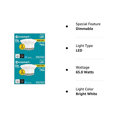 LED TECHNOLOGY EcoSmart 65-Watt Equivalent BR30 Dimmable LED Light Bulb Bright White (12-Pack), 12 Count (Pack of 1)